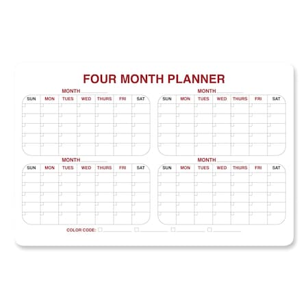 Ghent 4 Month Whiteboard Calendar with Radius Corners, 36 x 24, White/Red/Black Surface 984516 ...